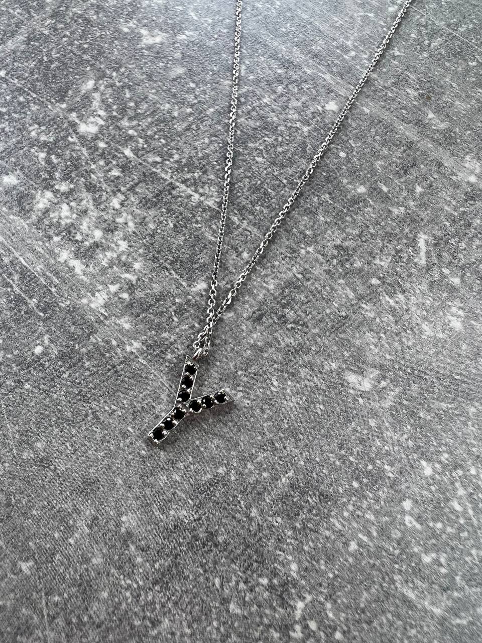 Подвеска с буквой Y Silver/Black – Emilie Musee